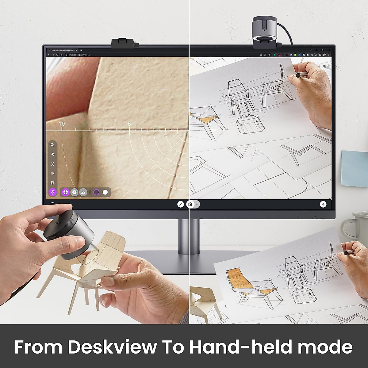 BenQ ideaCam S1 Plus: Live demo Webcam with 15x Zoom Lens, Marco Handheld Document Camera for Flexible Demonstration, Remote Work, and Product Inspection.