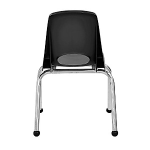 FDP 14" School Stack Chair, Stacking Student Seat with Chromed Steel Legs and Ball Glides; for in-Home Learning or Classroom - Black (4-Pack), 10380-BK