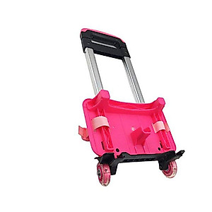 Backpack Hand Truck Wheeled Cart Trolley Hand Aluminium Alloy Folding Trolley Cart for Schoolbag/Backpack (Pink with Two Wheels)