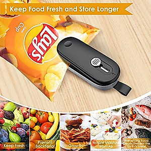 FEPPO Mini Bag Sealer, 2 in 1 Bag Sealer Heat Seal with Cutter, Portable Vacuum Sealer Handheld Bag Resealer Machine with Lanyard for Plastic Bags Food Snack Storage (Batteries Included)