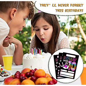 DETIHO 4" x 6" Bowling 10th Birthday Party Invitation Cards With Envelopes - Rolling Into 10 - Retro Bowling Party Invitation - 20 Sets - E62