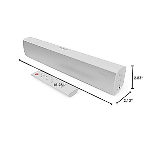 Majority 15 Inch White Soundbar for TV, Bluetooth Sound Bar 50 Watts, Home Audio Speaker, Small PC Soundbar Speaker | AUX, RCA, Optical, USB | Gaming, Music, Movies | Bowfell