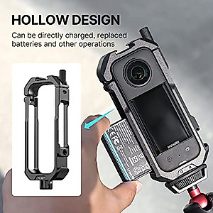 Protective Cage for insta360 X3 Accessories - ULANZI C-X3 insta360 X3 Vlog Case I Aluminum Alloy I 2 Cold Shoe I Silicone Lens Cover I Carrying Bag I No Block Mic Mount & Battery Replacement