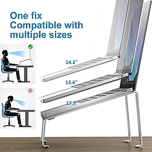 LIIAMOAR Laptop Stand, Aluminum Computer Riser, Ergonomic Laptops Elevator for Desk, Metal Holder Compatible with 10 to 17.3 Inches Notebook Computer, (Silver)
