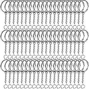 Teenitor Metal Split Keychain Ring Parts for Arts and Craft- 60 Key Chains 25mm with 26mm chains and 60pcs Open Jump Ring for Craft Key Ring