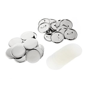 IRONWALLS 75mm Button Supplies, 100 Sets of 3 Inch Button Making Supplies Metal Button Parts for Button Maker Machine, Round Badge Blank Button Pins, includes Top, Metal Bottom Base & Clear Film