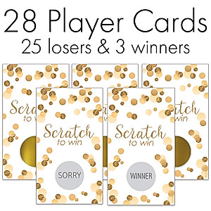 DISTINCTIVS White and Gold Scratch Off Party Game - Anniversary, Bridal Shower, Birthday - 28 Cards