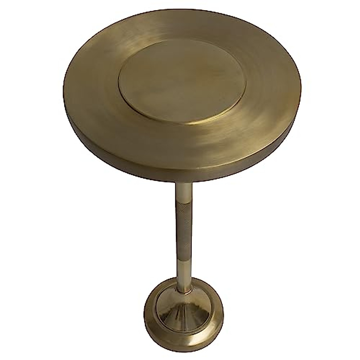 11-Inch Modern Side End Drink Table, Removable Round Top, Sleek Pedestal Base, Gold
