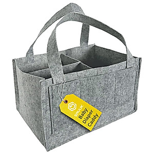 SAVUK Baby Diaper Caddy Organizer Portable Newborn Shower Basket Gifts Storage Changing Wipes Bag Car Nursery Infant Boy or Girl Baby (Grey)