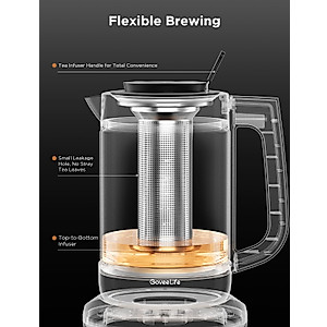 GoveeLife Smart Electric Kettle with Tea Infuser for Loose Leaf Tea, 1.7 L Electric Tea Kettle with Brewing Program, Variable Temperature Control, 2 H Keep Warm & Auto Shut off, BPA Free, Sliver