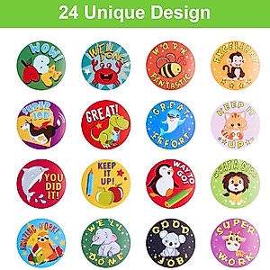 3 Rolls Motivational Stickers for Kids, 1500 Pieces Teacher Reward Stickers School Supplies for Children, Incentive Cute Sticker Potty Training Stickers for School Home, 24 Designs (Vivid Style)