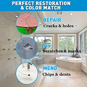 Tile & Fiberglass Quartz Countertop Repair Kit, Granite & Tub Repair Kit, 4 OZ Porcelain Sink Corian Travertine Mable Chip Repair Kit for Cracks