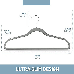 Clothes Hangers - Children's Hangers - Gray Colour Model - 10 Unit Pack - 7.9 x 13.8 in Dimensions - Non-Slip - Velvet Hangers - Awenn Accessories