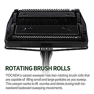 Yocada Carpet Sweeper Cleaner for Home Office Low Carpets Rugs Undercoat Carpets Pet Hair Dust Scraps Paper Small Rubbish Cleaning with a Brush Green