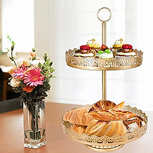 MyHarney 6PCS Cake Stand Set,Metal Cake Stand Dessert Stands Candy Fruit Dessert Table Display Set Cake Pedestal Stand Cupcake Display Stand for Party Birthday Wedding Carnival Baby Shower (Gold)