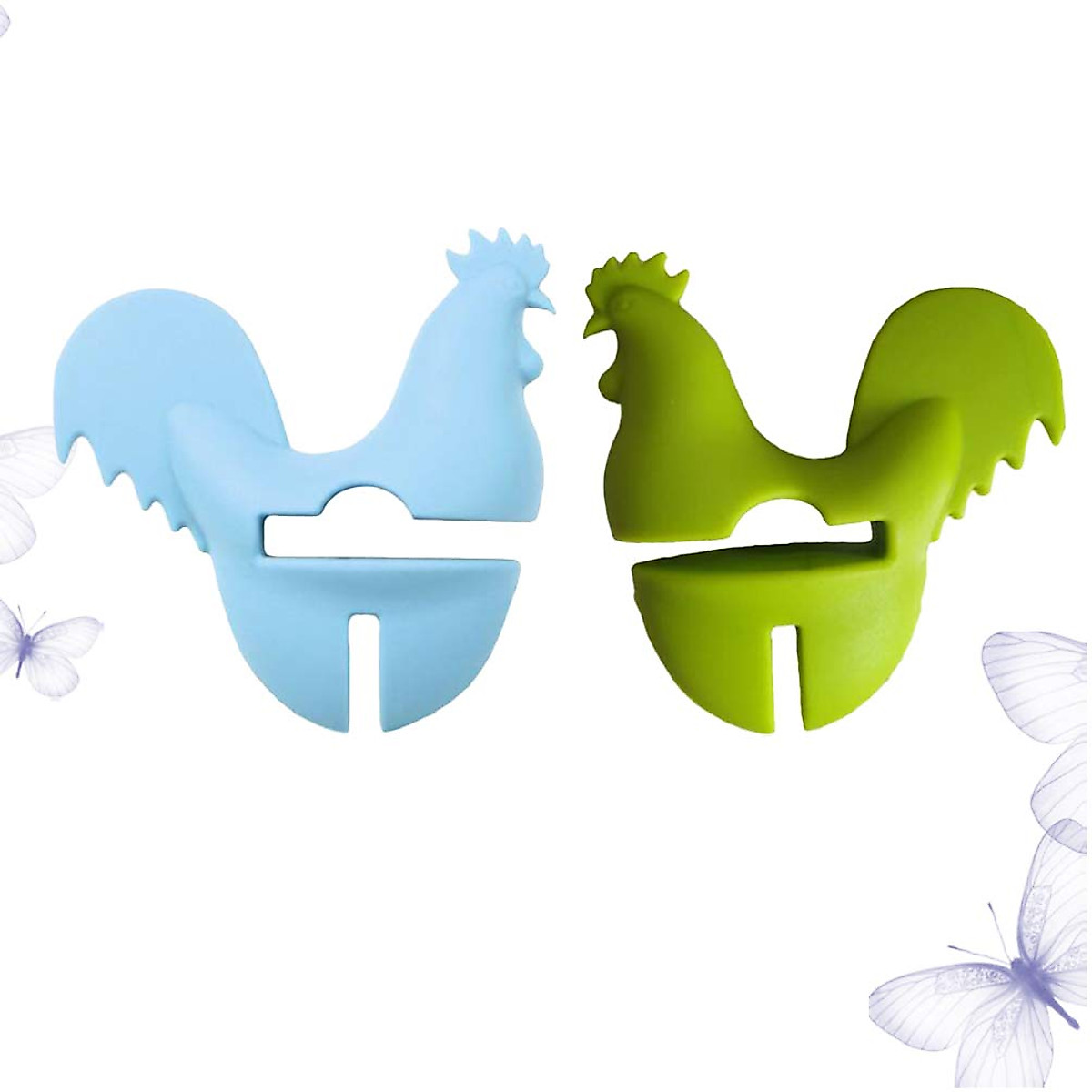 DOITOOL 2pcs Silicone Pot Clip Spoon Rest Cooking Utensil Holder Heat Resistant Lid Lifters Spill- proof Pot Lid Holder for Soup Pot Pans Lid Kitchen Home Restaurant (Random Color)