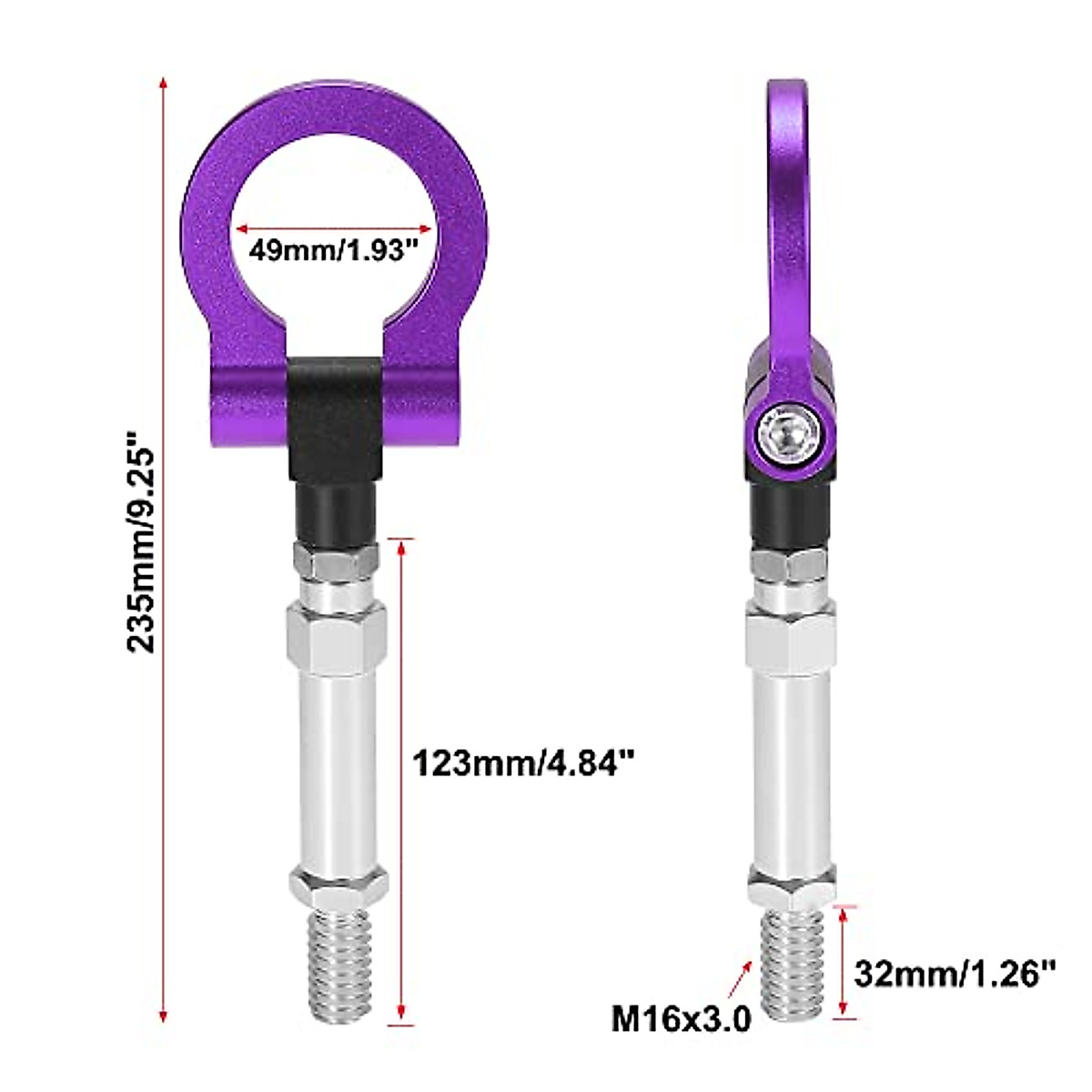 X AUTOHAUX Purple Aluminum Alloy Front Bumper Trailer Ring Eye Towing Tow Hook Screw for Volkswagen Golf GTI