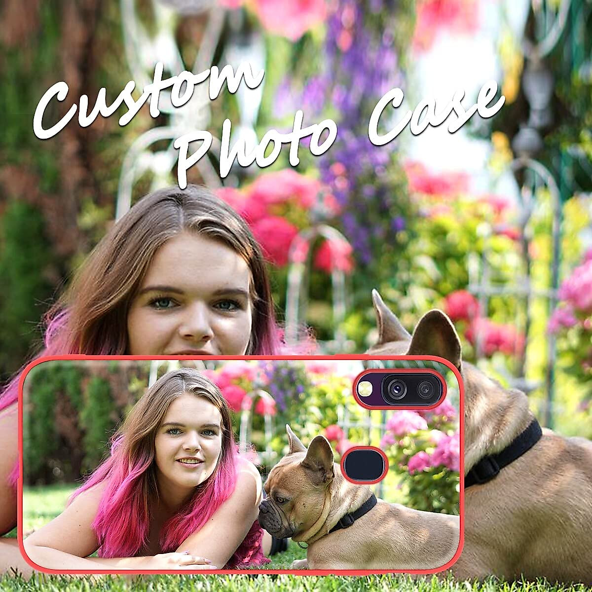 Eouine Custom Phone Case for Samsung Galaxy A40 (5.9") - Personalized Picture Phone Cases Red nsparent Customizable Funda Customize Photo Text Design Cover - Customized Own Phone Case