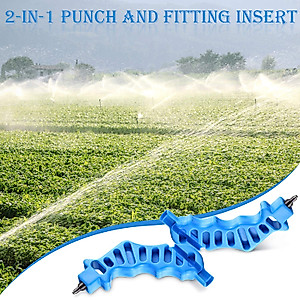 Mudder 3 Pieces 2-in-1 Drip Irrigation Hole Punch Tool Drip Tube Hole Punch Fitting Insertion Tools for 1/4 Inch Fitting Emitter Insertion Drip Sprinkler Systems