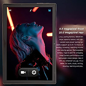 PUSOKEI Android 12 Tablet 10 inch, MT6889 8 Cores Tablet PC, 6GB RAM 128GB ROM, 8MP Front 20MP Rear Camera, 1920x1200 HD Full Screen, 2.4G 5G WiFi, 8800mAh, Bluetooth 5.0 Touch, Dual Speakers(Gold)