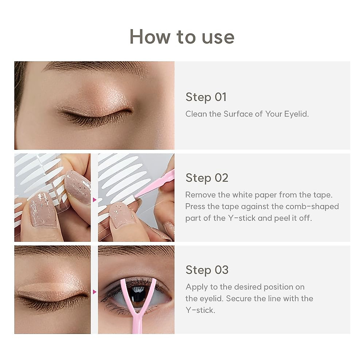 Korean Eye Charm Double Eyelid Tape Hooded Eye Lift – Droopy Eyelid Lifter Eye Lid Strips for Hooded Eyes (Double Sided 3mm 176p)