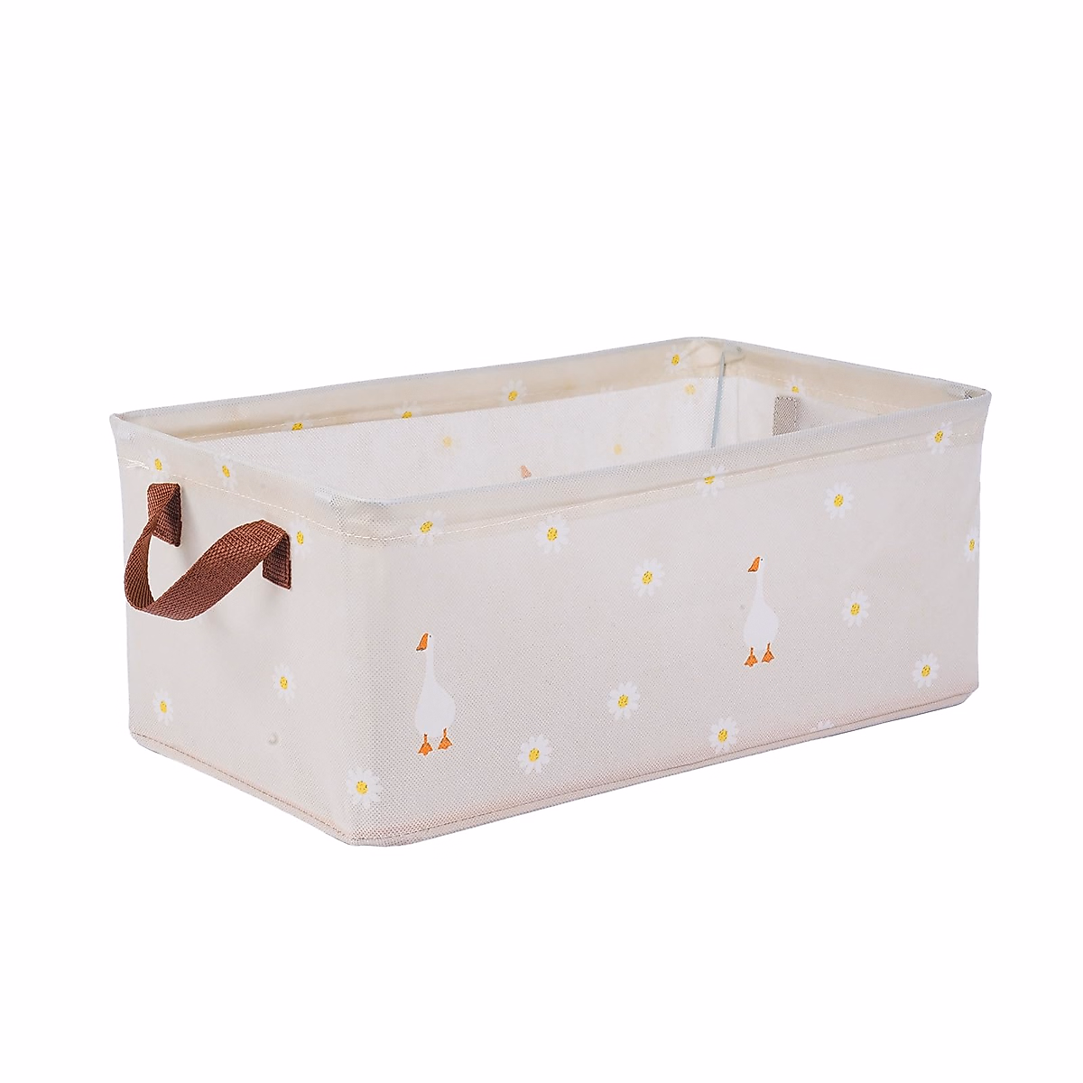 DAYARD Fabric Storage Bins with Metal Frame, Large Storage Baskets for Closet Organizing, Rectangle 1-Pack, Yellow Duck