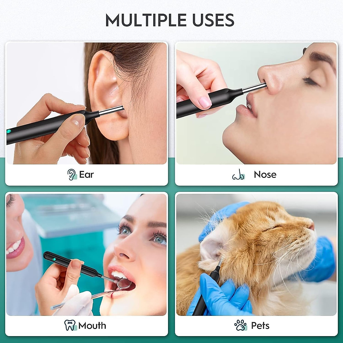 Earwax Camera Ear Camera Otoscope Cleaner, Oxbird 1080P Wireless Ear Wax Removal Kit Smart Ear Cleaner with Camera and Light for iPhone, Ipad & Android Smart Phones (Black)