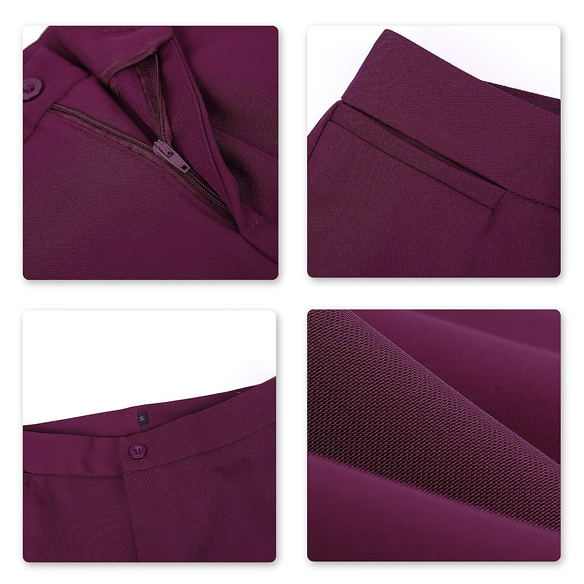 YUNCLOS Women's Double Breasted 2 Piece Suit Set 2 Button Blazer Jacket and Pants Burgundy