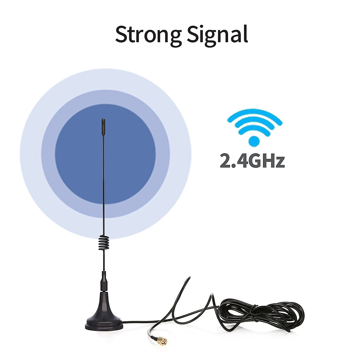 Tonton 2 Pack 10ft 7dBi WiFi Antenna Extension Cable with Magnetic Base for IP Wireless Security Camera and CCTV Wireless Camera System