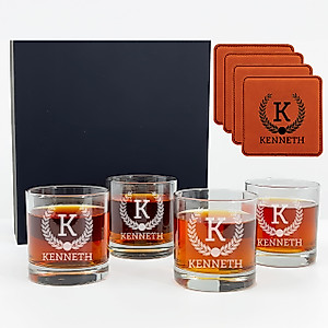 Froolu Customized Whiskey Gifts for Men - Personalized Scotch Glass Gift Set with Box - Engraved Wisky Rocks Glasses for Boyfriend, Husband, Dad - Valentine's, Birthday, Anniversary.