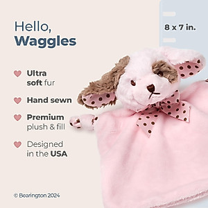 Bearington Baby Wee Wiggles, 8 x 7 Inch Small Pink Puppy Stuffed Animal, Baby Security Blankets for Girls, Dog Lovey