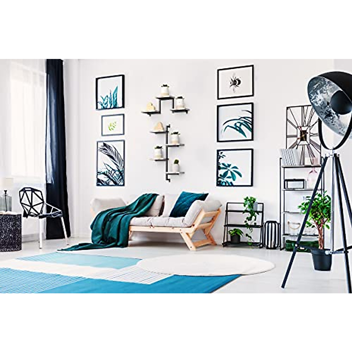 Farmhouse, Wall Mounted Floating Shelves – Set of 2 Decorative Shelves w/ Metal Brackets - Industrial Shelves for Bedroom, Living Room or Bathroom – Modern Wall Décor & Book Shelf Idea - Rustic White