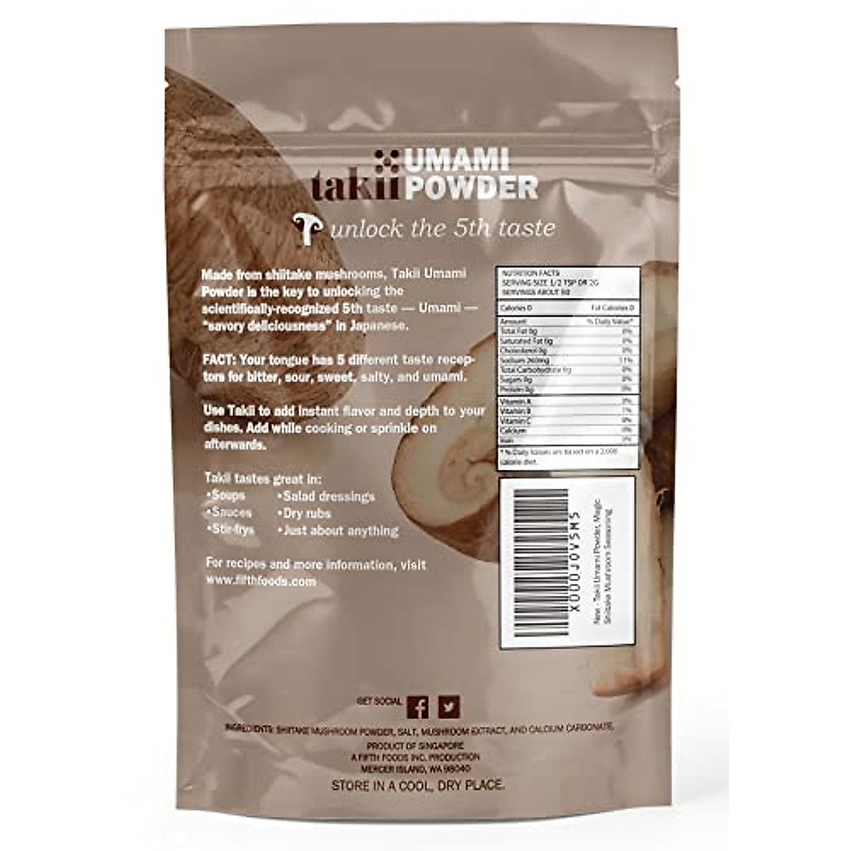 Takii Umami Powder, Made from Shiitake Mushrooms, Add Instant Flavor and Depth to All Your Favorite Dishes (1 Pack - 3.5 Ounce Pouch)