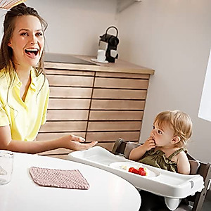 Hauck Alpha Removable Non Slip High Chair Table Tray with Adjustable Depth, Compatible w/Wooden Grow-Along Alpha+ and Beta+, Accessory Only, White