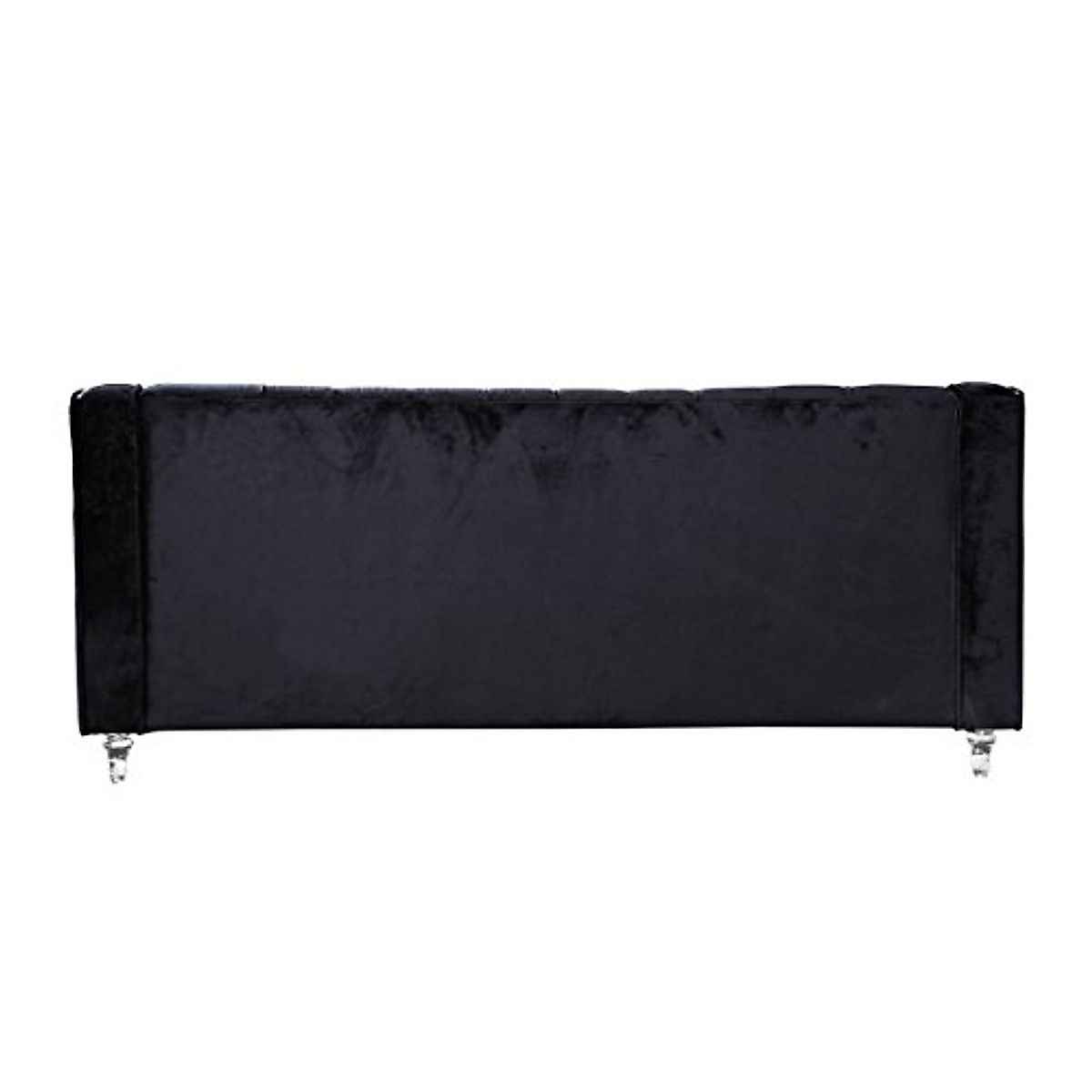 Iconic Home Black Dylan Velvet with Silver Nail head Trim Round Acrylic Feet Sofa