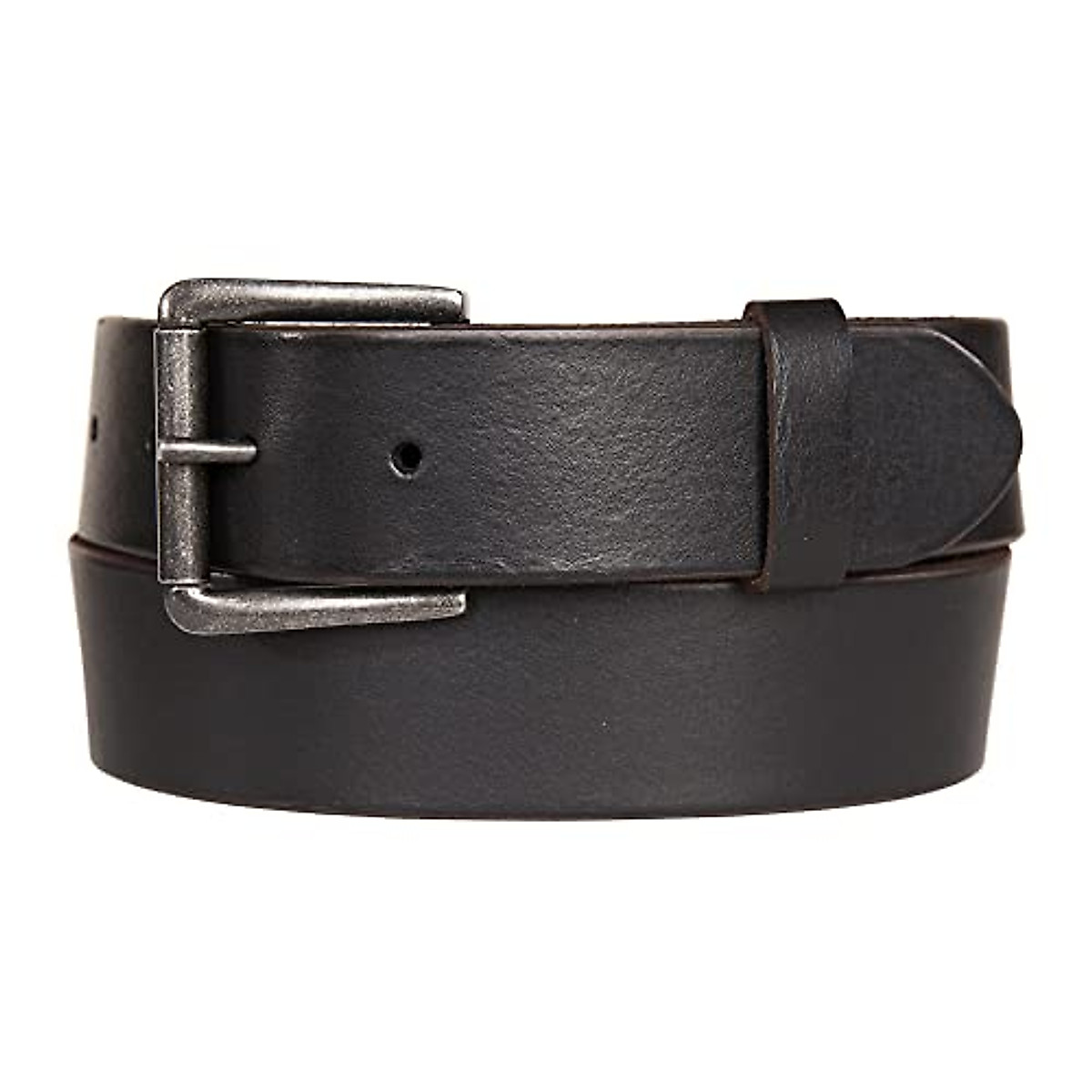 Lucky Brand Men Casual Leather Belt, Roller Buckle with Rivets-Black, 34
