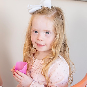 TalkTools Cut Out Cups for Special Needs - Glass Set for Physical Therapy, Recovery and Rehabilitation | Motor and Coordination Support | Easy Drink Therapy Cups for Elderly - 1.5 Oz Pink (2 Pk)