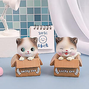 SYSUII Cat Car Dashboard Decoration,Bobble Head Cat Ornament Shaking Head Lucky Cat Figurines Animal Dancing Figure Toy Car Interior Ornament Home Office Desktop Decoration Bobble Head Toy Gift