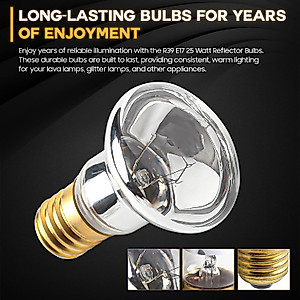 Seentech R39 E17 25 Watt 120V Reflector Incandescent Replacement Bulb Adjustable Warm White Light - Lava Lamp Replacement Bulb, Suitable for Lava lamp, Glitter Lamps (Pack 4)