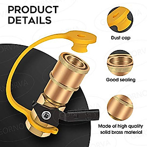 GORNORVA 5PCS 1/4" RV Propane Quick Connecting Fittings with Teflon Tape,Gas Quick Connect Fittings Includes 1/4" Female Shutoff Valve &Full Flow Plug,1/4" Male &1/4" Female NPT for RV,Trailer,BBQ