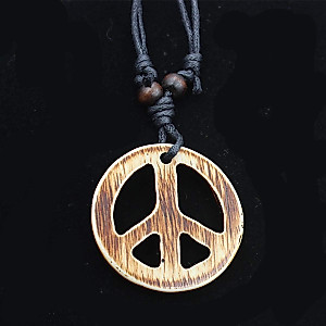 3 Pcs Handmade Adjustable Love Peace Sign Hippie Pendant Necklace Peace Symbol Necklace Vintage Rope Chain Resin Weave Jewelry
