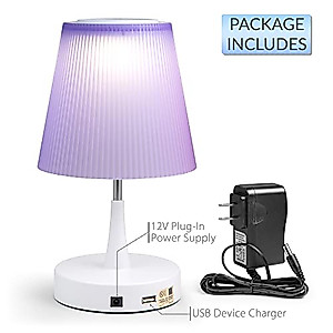 TW Lighting Purple Lamp for Girls Bedrooms - Modern Small Table Lamp for Bedroom, Bedside Nightstand, Nursery, Cute Kids Lamp with USB Charging Port, 3-Level Touch Dimmable Switch