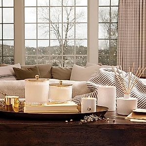 Thymes Frasier Fir Candle - Gilded Frosted Wood Grain Jar Candle - Scented Candle with a Luxury Home Fragrance - Elegant Holiday Candle - Gold Candle Lid and Gilded Gold Base (Medium, 9 oz)