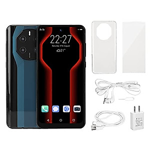 Yunseity 3G Smartphone, Mate50 RS 6.6in Face Unlock Mobile Phone, 4GB RAM 64GB ROM Quad Core, 24MP 32MP Dual Camera, 5000mAh Battery, 2.4G 5G Dual Band WiFi Dual Sim Cell Phone for Android (Black)