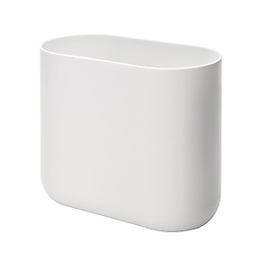iDesign Slim Oval Plastic Waste Basket The Cade Collection, 10.56” x 5.5” x 9.77”, White
