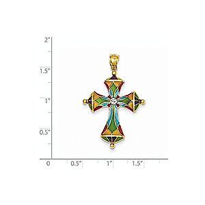 IceCarats 14K Yellow Gold Multi-color Holy Cross Necklace Religious Pendant Jesus Christ Charm Only