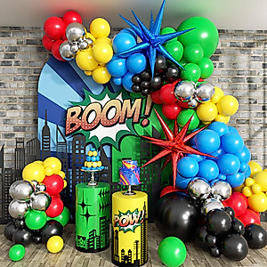 137pcs Red Blue Yellow Green Black Balloon Arch Garland Kit with Balloons for Birthday, Carnival, Video Game Super Balloons Arch for Themed Party Decorations