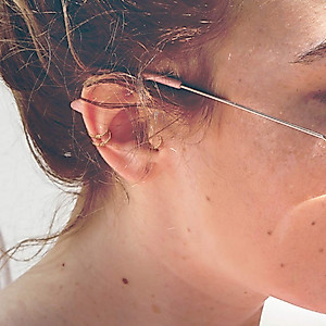 3 Round CZ Set Rose Gold IP Plated 316L Surgical Steel WildKlass Hoop Ring for Nose & Ear Cartilage (Clear)