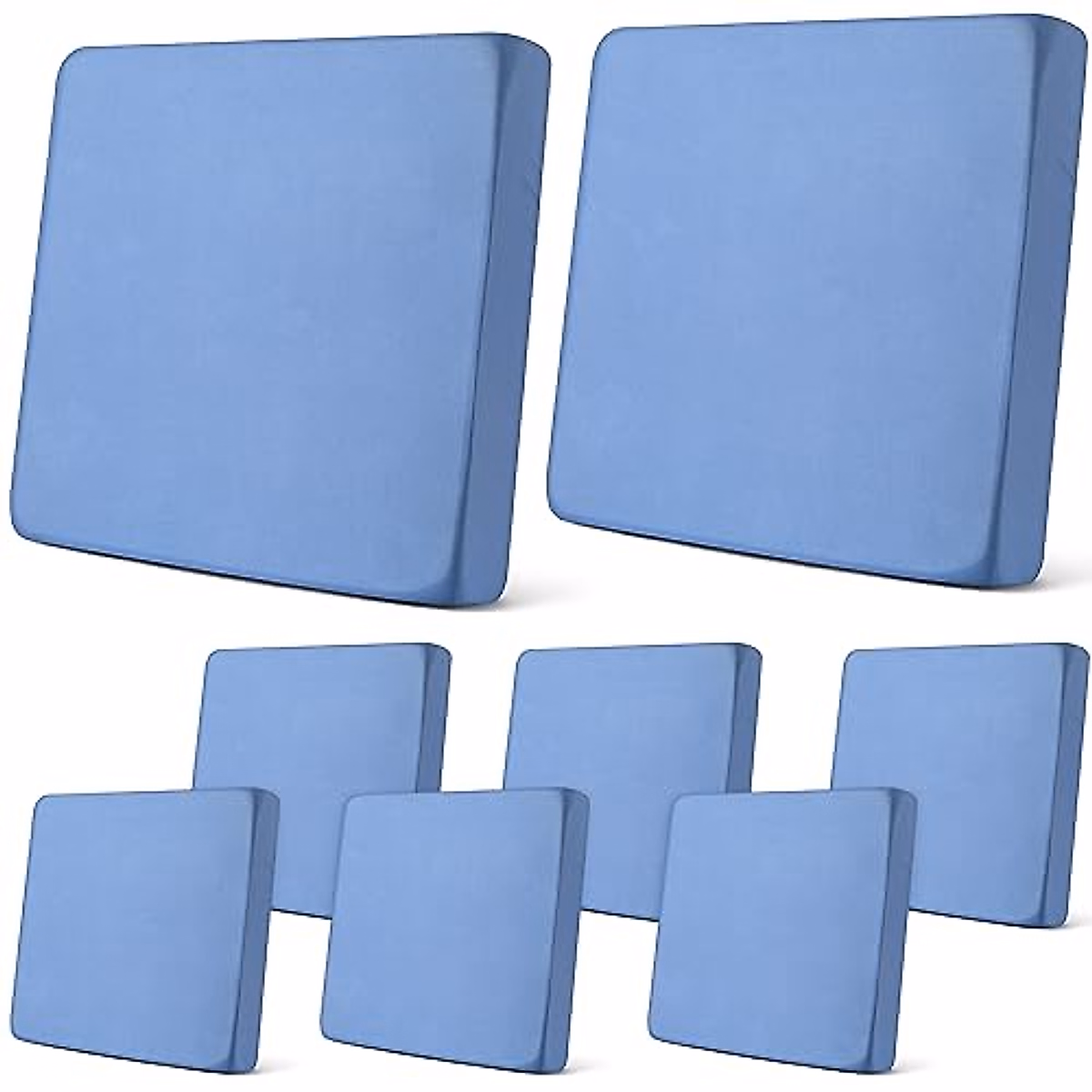 Newwiee 8 Pcs Patio Stretch Sofa Cushion Cover Outdoor Cushion Cover Replacement Couch Slipcover Sofa Seat Cover Flexibility Chair Cushion Cover Furniture Protector (Gray Blue,Waterproof Pure)