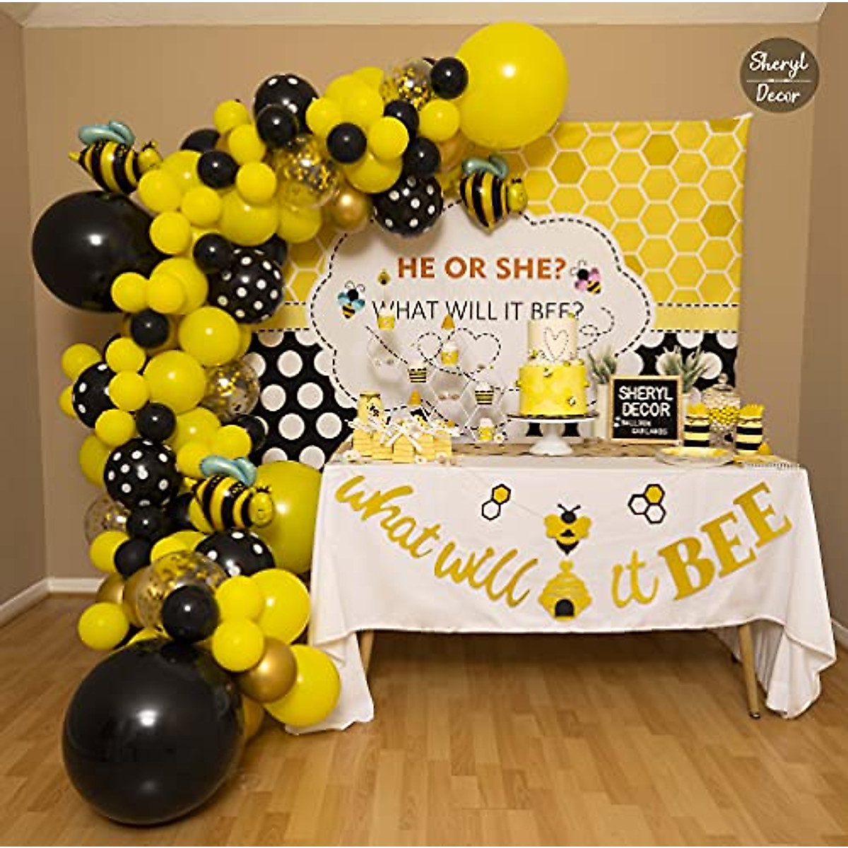 Bee Balloon Arch & Garland Kit - Mixed Yellow and Black Balloons for Bumble Bee Party - What Will It Bee Gender Reveal, Honey Bee Baby Shower, Happy Bee Day, Bee Birthday Party Decorations & Supplies